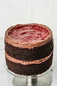 Chocolate Raspberry Cake with Ganache & Raspberry Filling