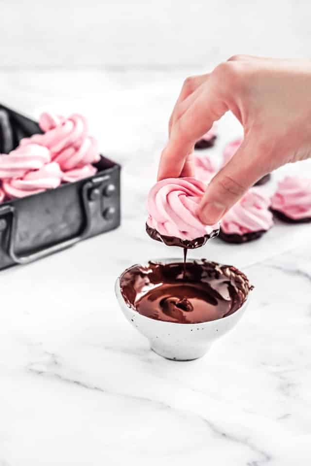 Easy Chocolate Raspberry Meringue Cookies