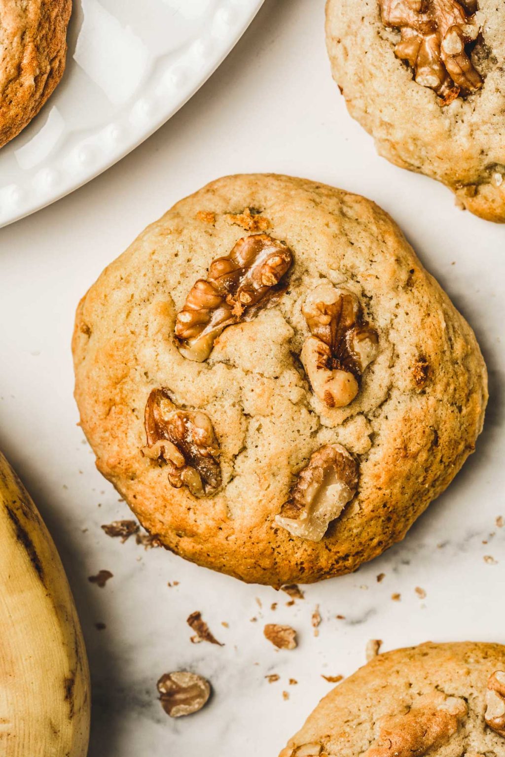 Soft Banana Bread Cookies Recipe with Walnuts - Only 1 banana