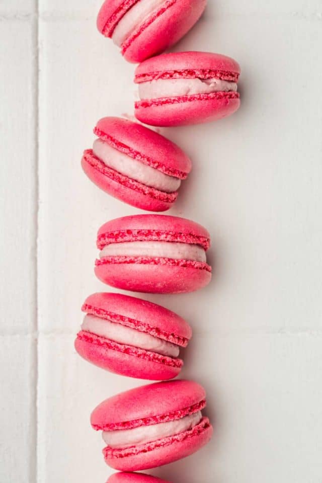 Easy Raspberry Macarons with Raspberry Ganache Filling