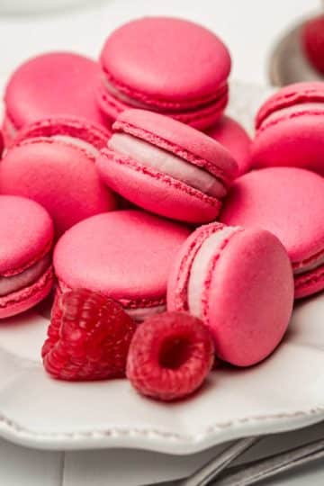Easy Raspberry Macarons with Raspberry Ganache Filling