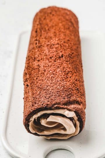 Chocolate Yule Log (Christmas Roll) with Chocolate Rocher Glaze