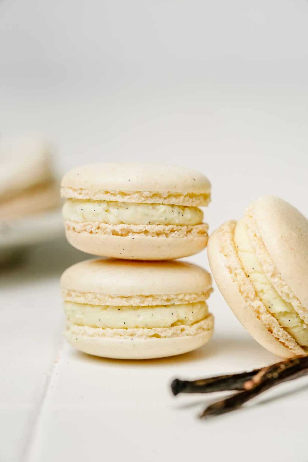 Perfect Vanilla Macarons with Vanilla Bean Ganache Filling