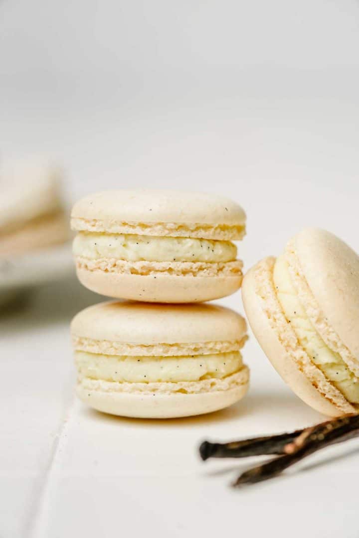Perfect Vanilla Macarons with Vanilla Bean Ganache Filling