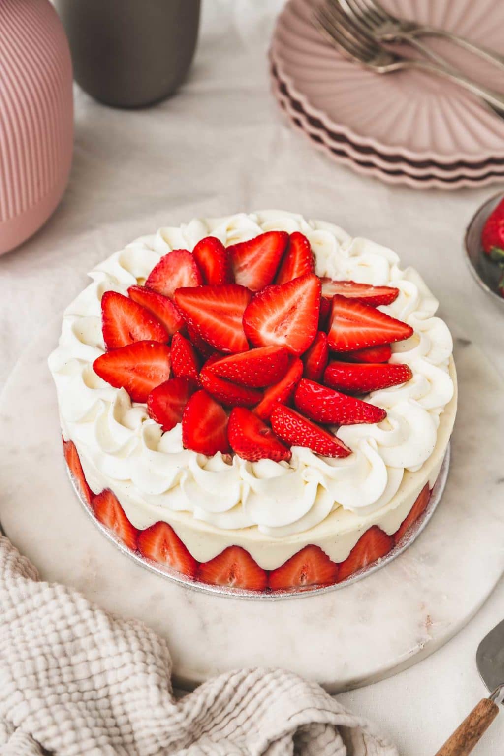 Best French Strawberry Fraisier Cake with Diplomat Cream