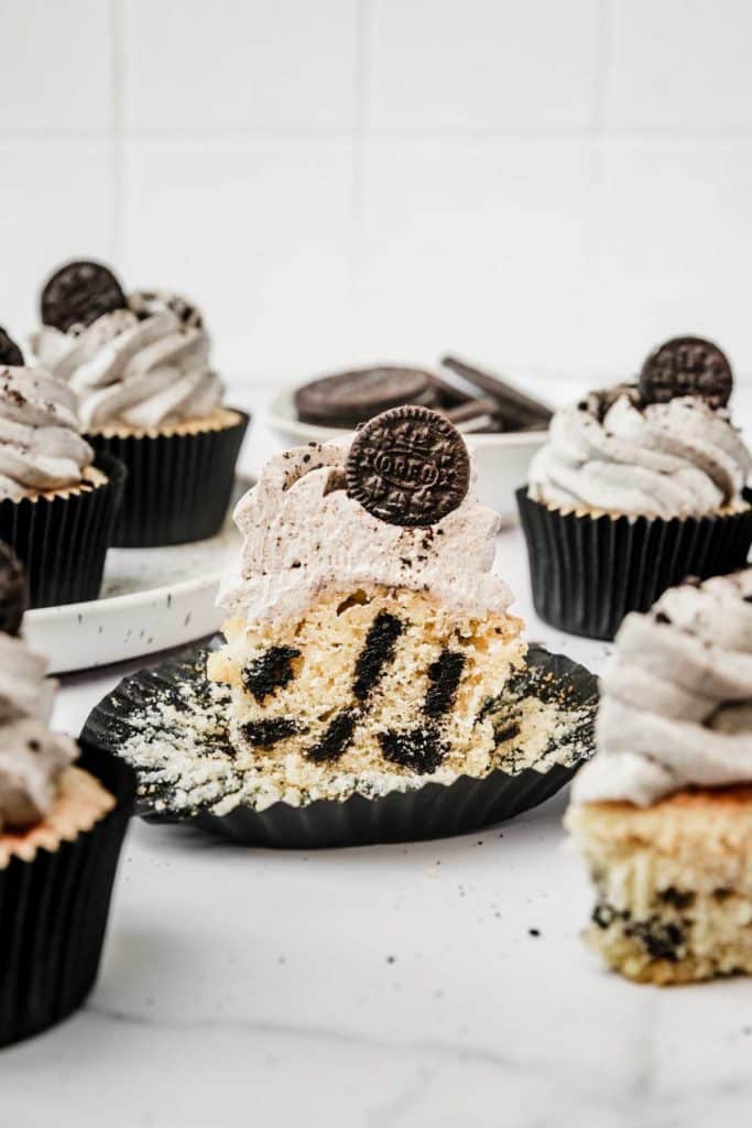 Easy Oreo Cupcakes with Oreo Whipped Cream Frosting