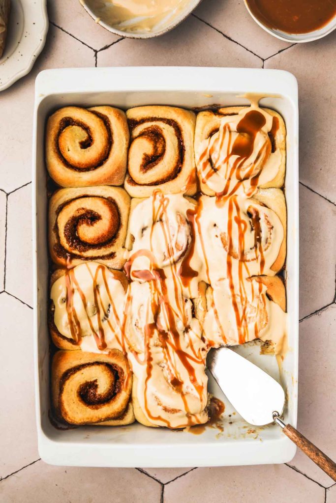 Caramel Cinnamon Rolls with Cream Cheese Glaze