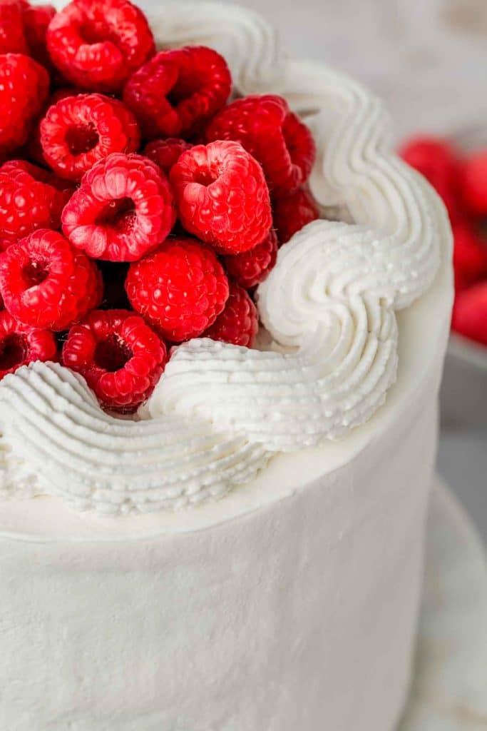 Fluffy Vanilla Raspberry Cake With Whipped Mascarpone Frosting