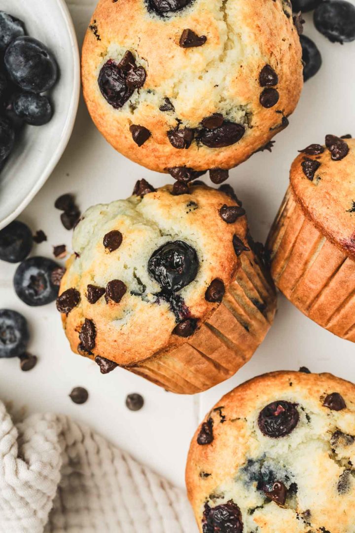 Fluffy Blueberry Chocolate Chips Muffins - Sweetly Cakes