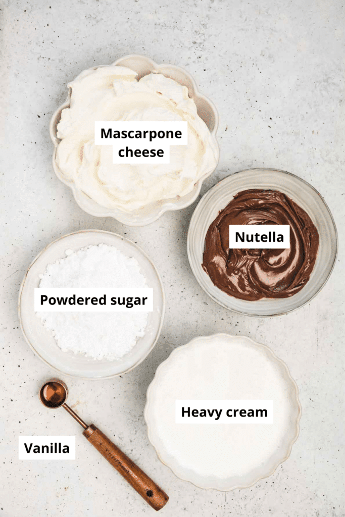 Fluffy 5 Min Nutella Mascarpone Whipped Cream Frosting
