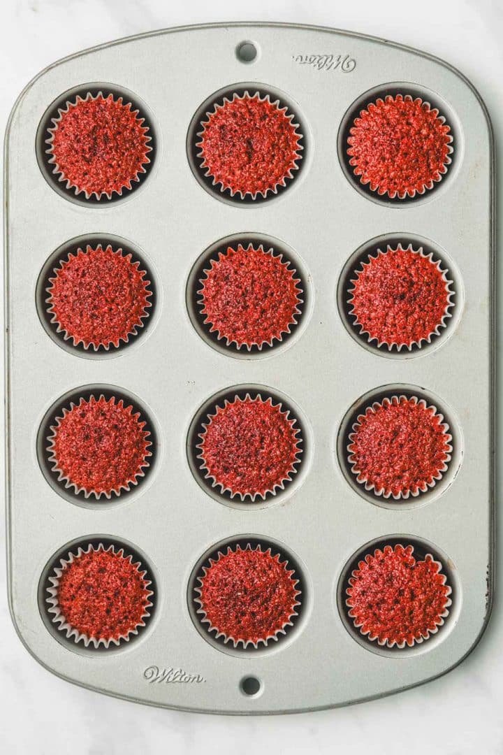 Mini Red Velvet Cupcakes with Whipped Cream Cheese Frosting