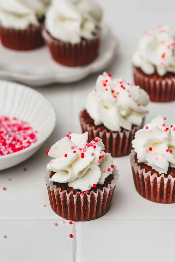 Mini Red Velvet Cupcakes with Cream Cheese Frosting