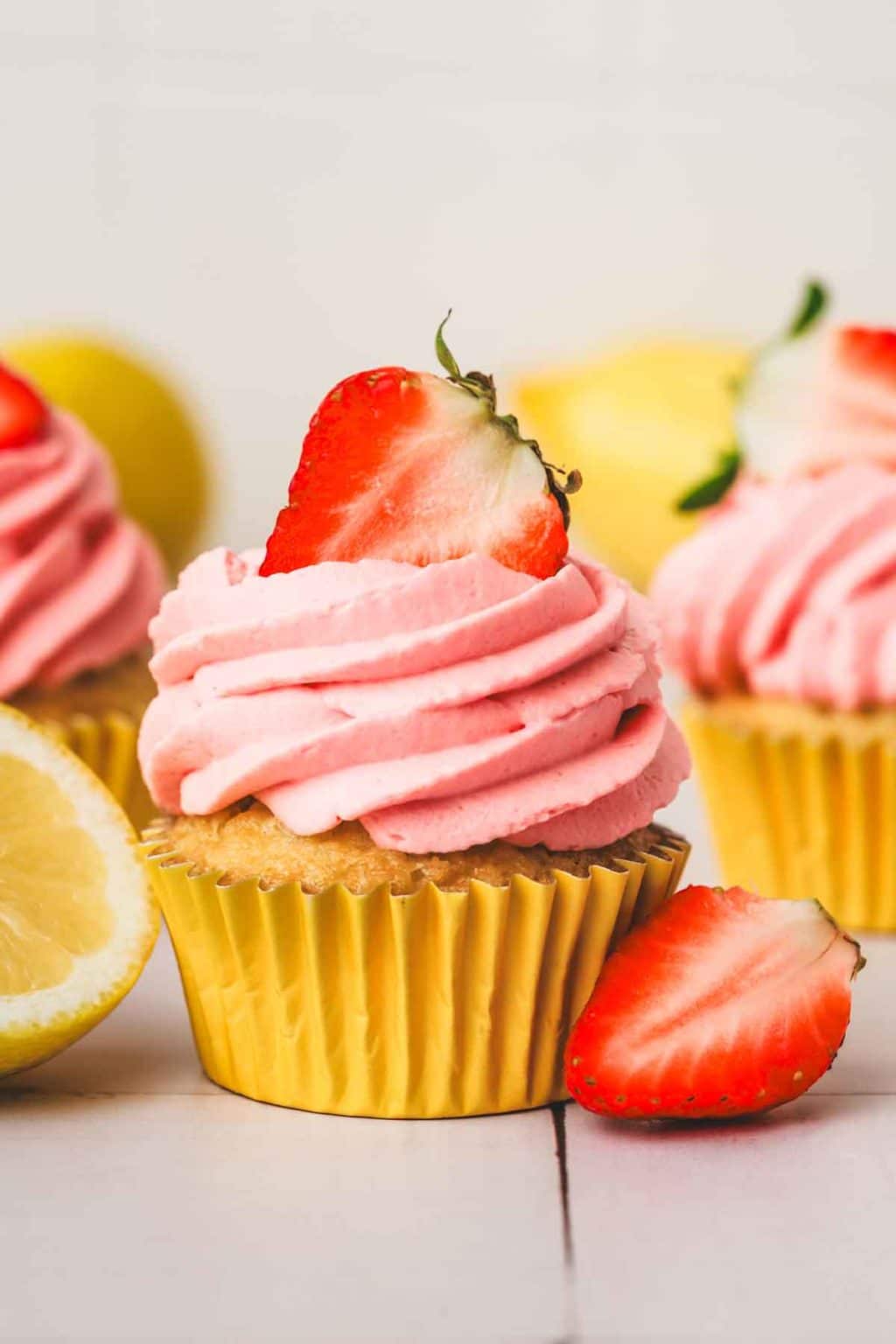 Easy Strawberry Lemonade Cupcakes with Lemon Curd Filling