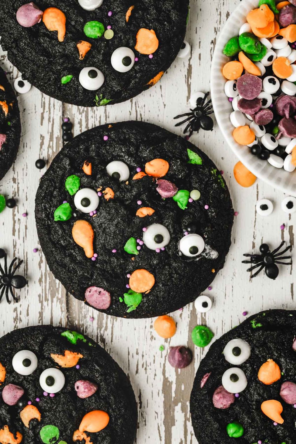 Spooky Halloween Monster Cookies with Colored Chocolate Chips