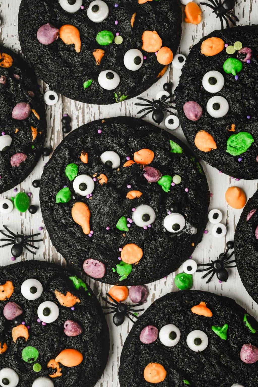 Spooky Halloween Monster Cookies with Colored Chocolate Chips