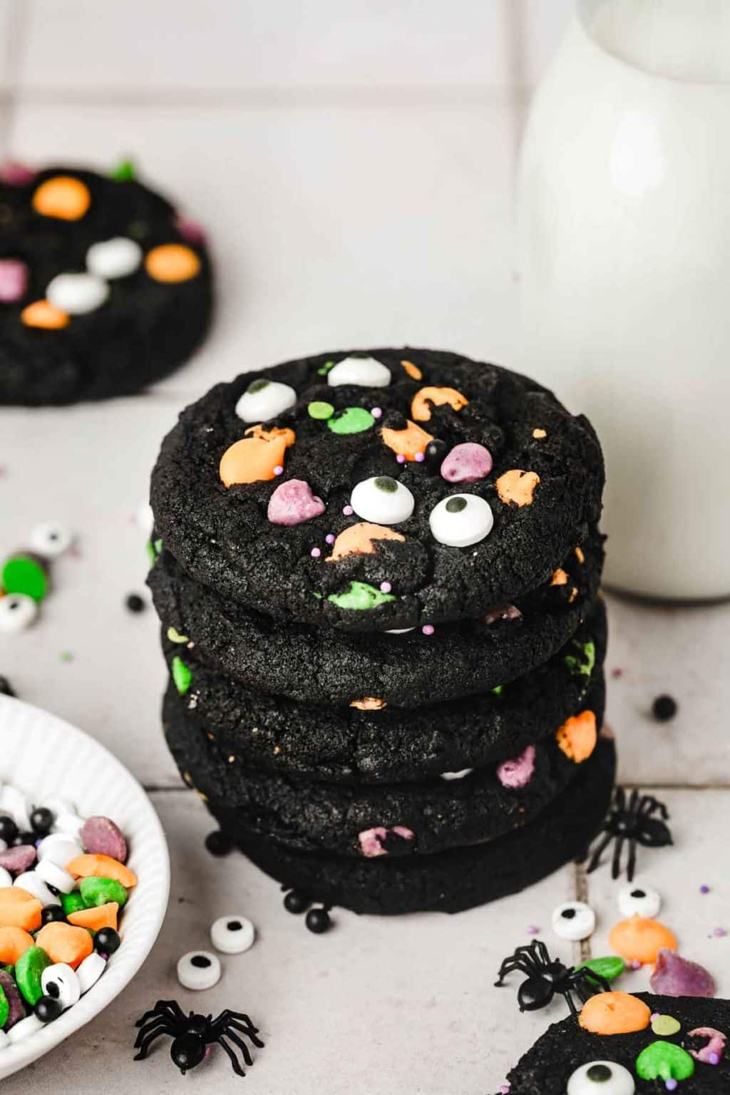 Spooky Halloween Monster Cookies with Colored Chocolate Chips