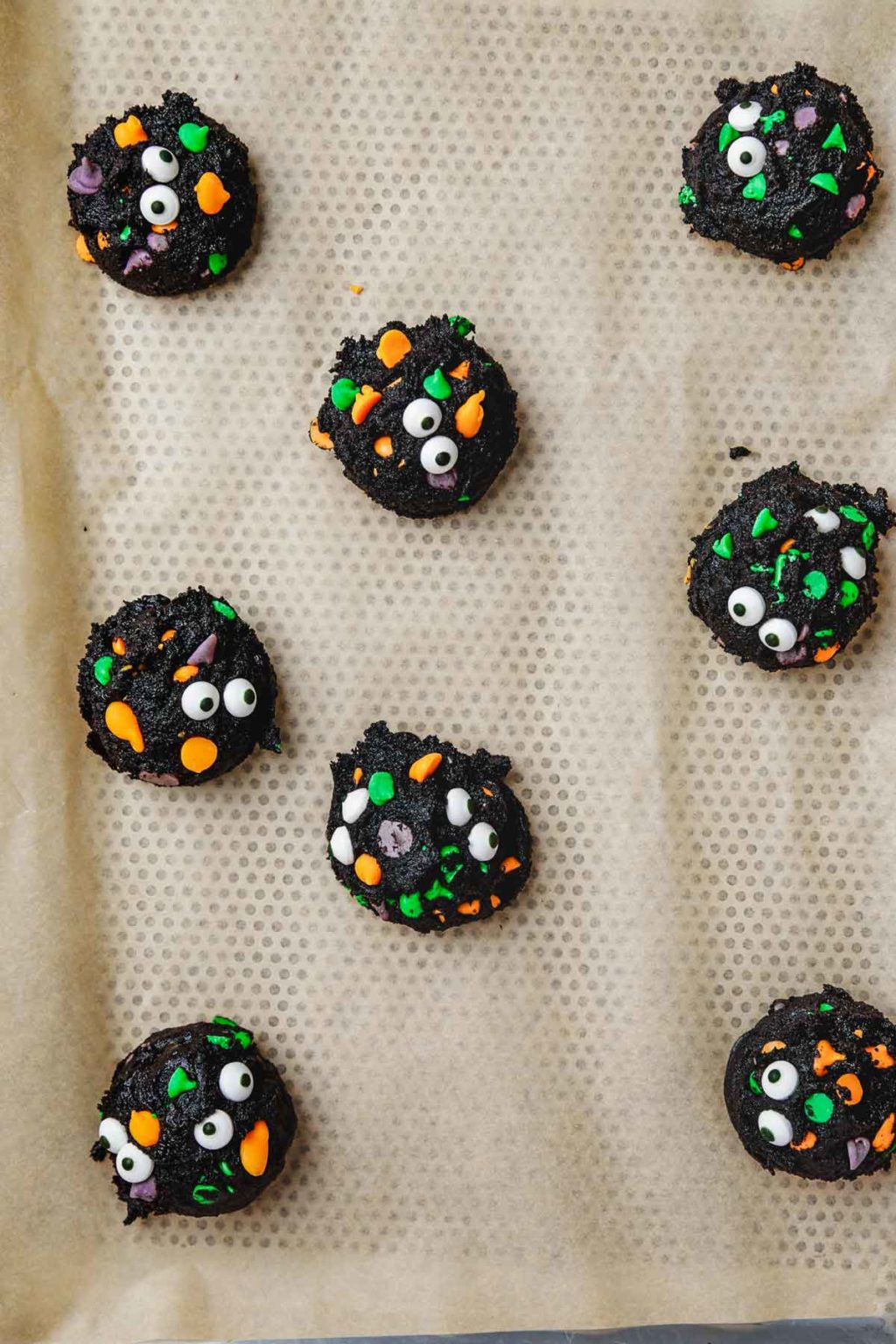 Spooky Halloween Monster Cookies with Colored Chocolate Chips