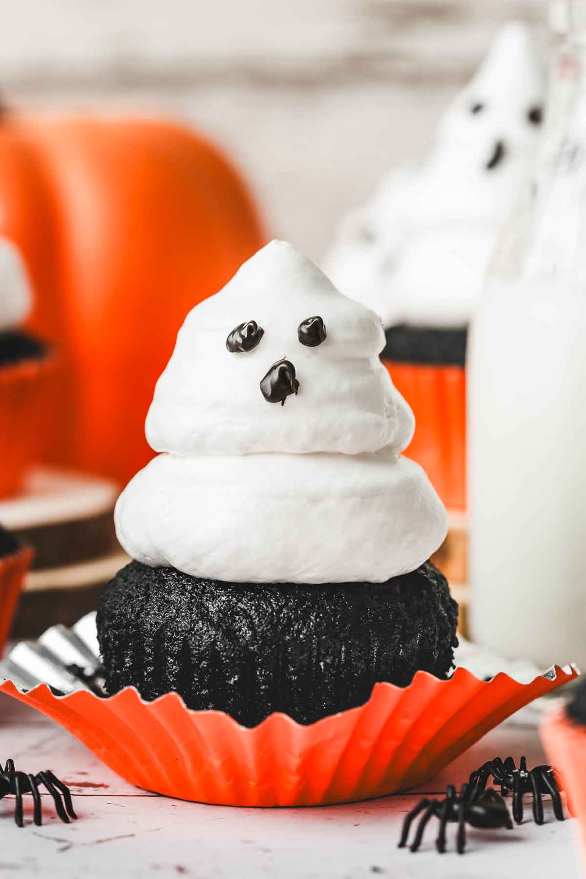Halloween Ghost Cupcakes with Marshmallow Frosting