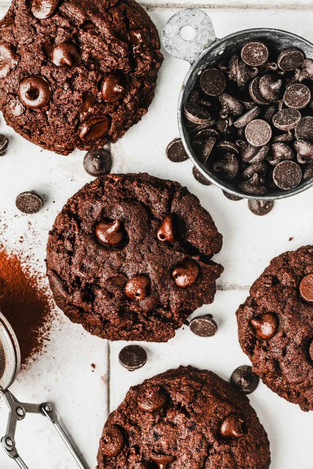 Best Double Chocolate Chip Cookies with Cocoa Powder