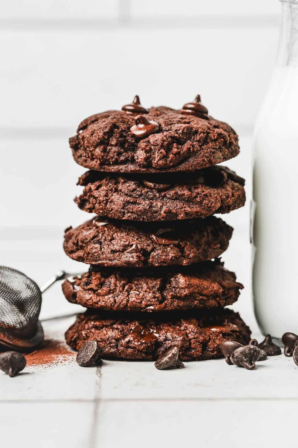 Double Chocolate Chip Cookies with Cocoa Powder