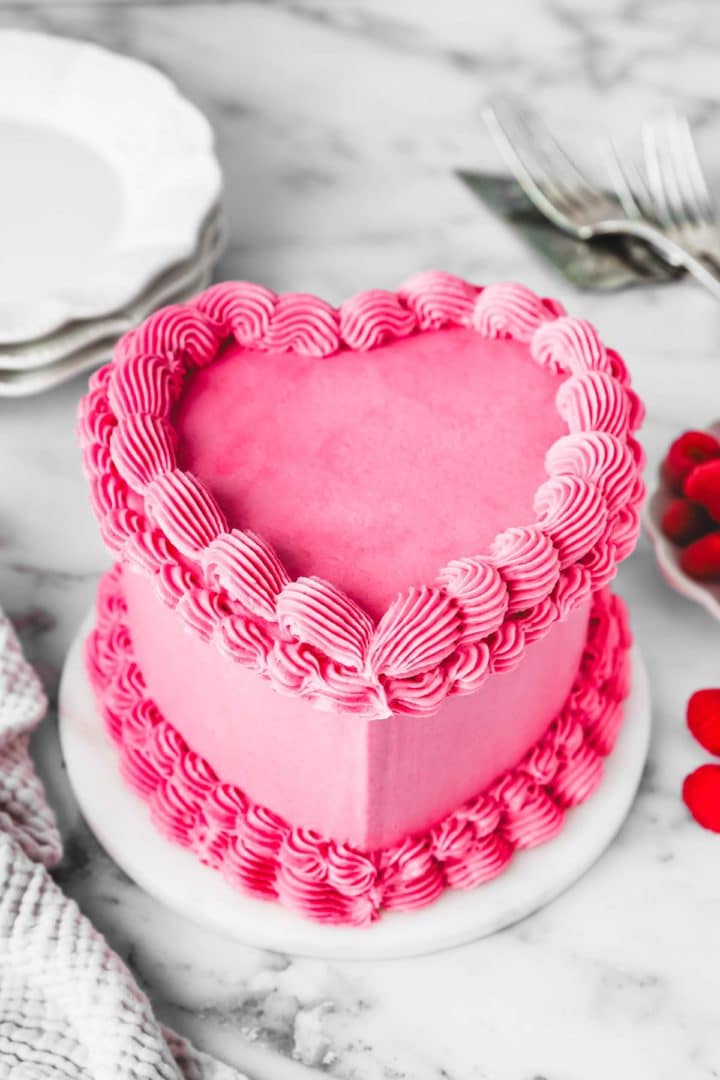 Raspberry Heart Cake Recipe | Vintage Pink Layer Cake
